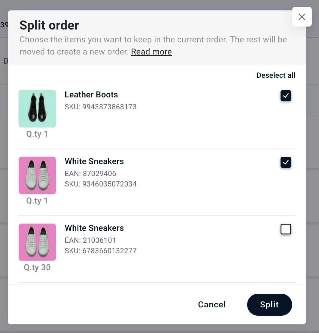 Can I split orders with Shopify?